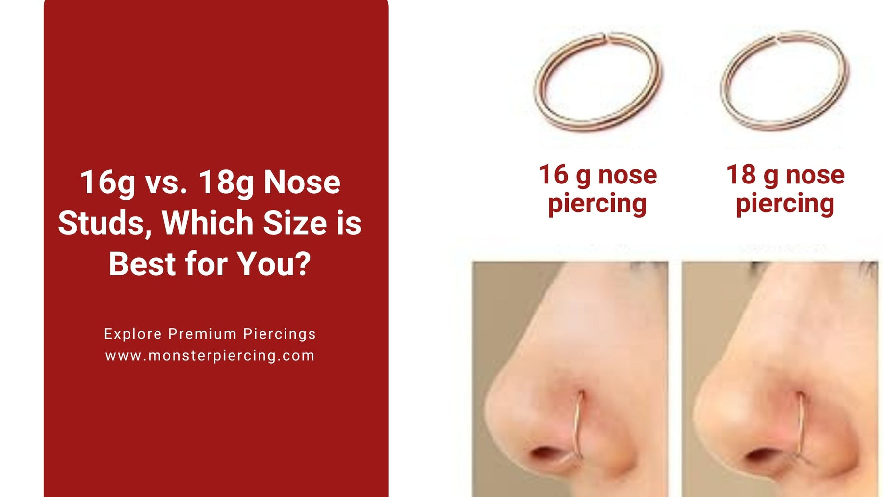 16g vs. 18g Nose Studs, Which Size is Best for You? — Monster Piercing