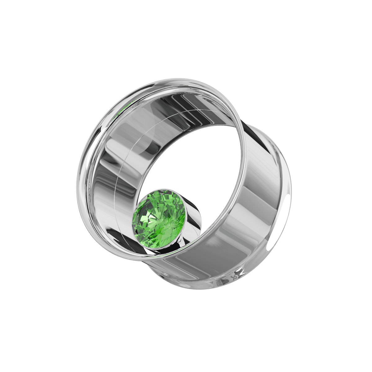 316L Surgical Steel Bezel Set Stone Internally Threaded Tunnel ...