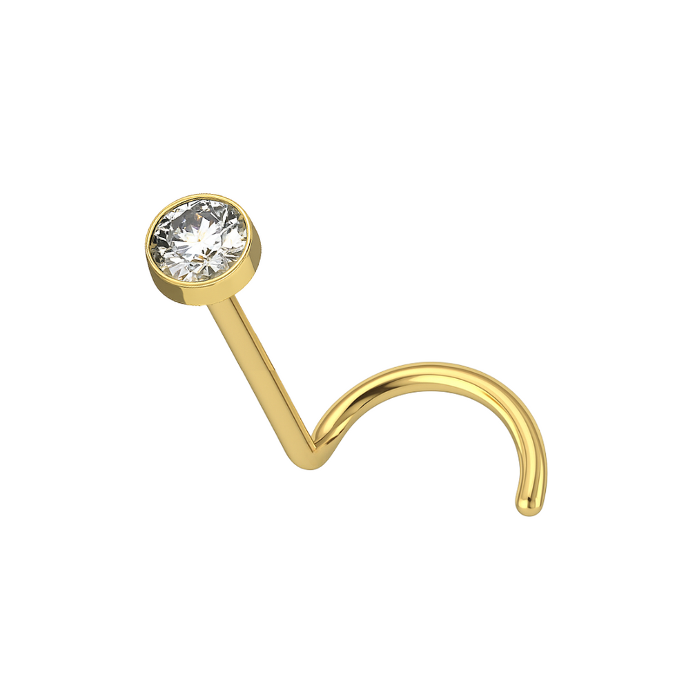 9K Gold Bezel Stone Set Nose Screw — Monster Piercing