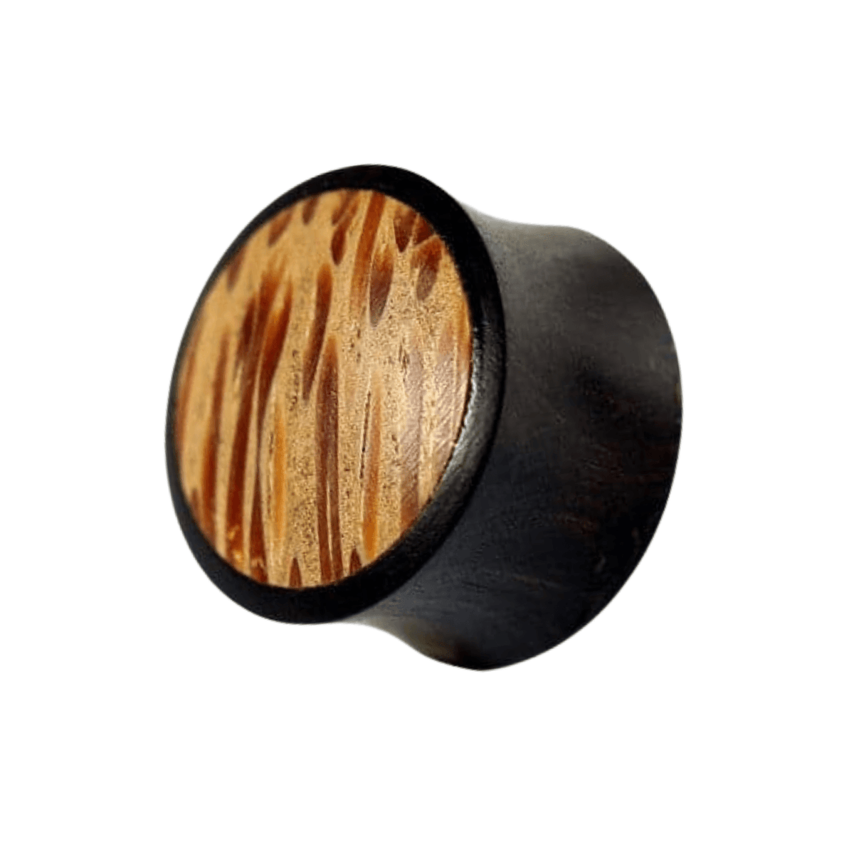 Organic Iron and Coco Wood Double Flared Convex Saddle Ear Plug ...