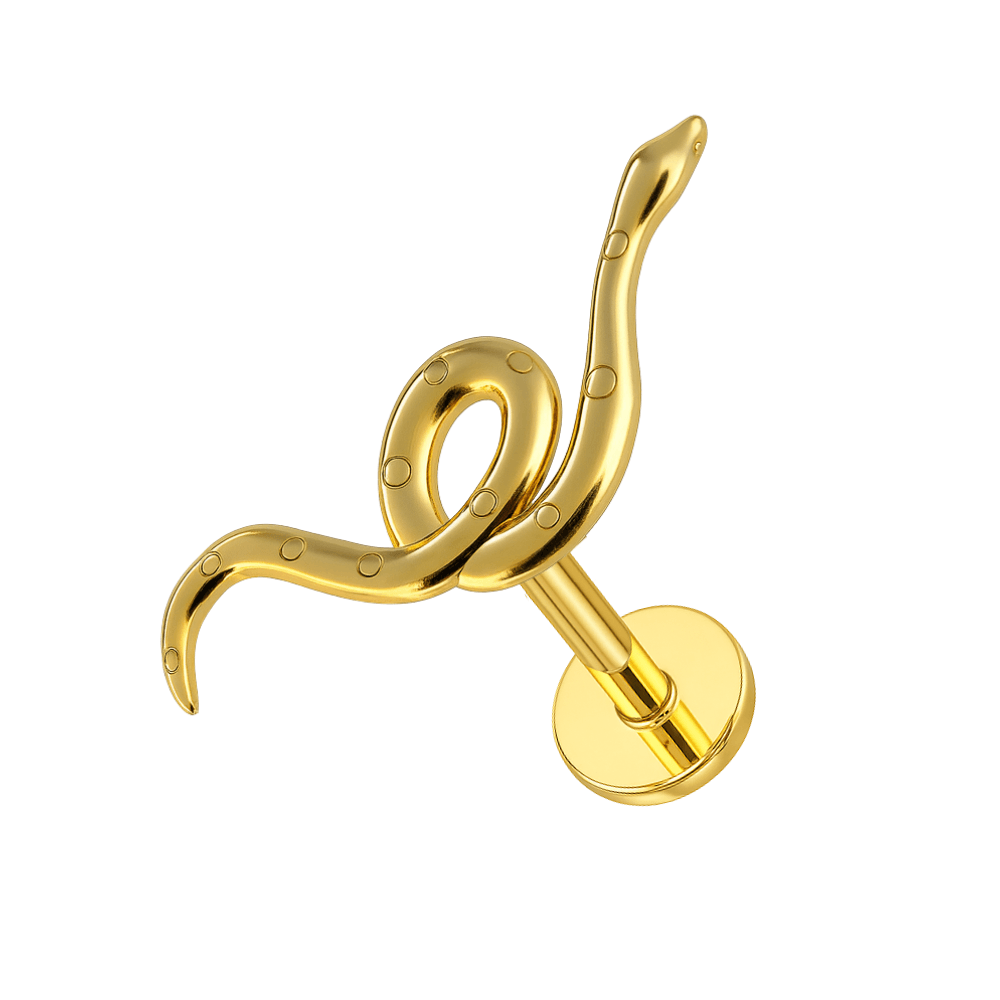Surgical Steel Snuggling Swirl Snake Flat Back Stud — Monster Piercing
