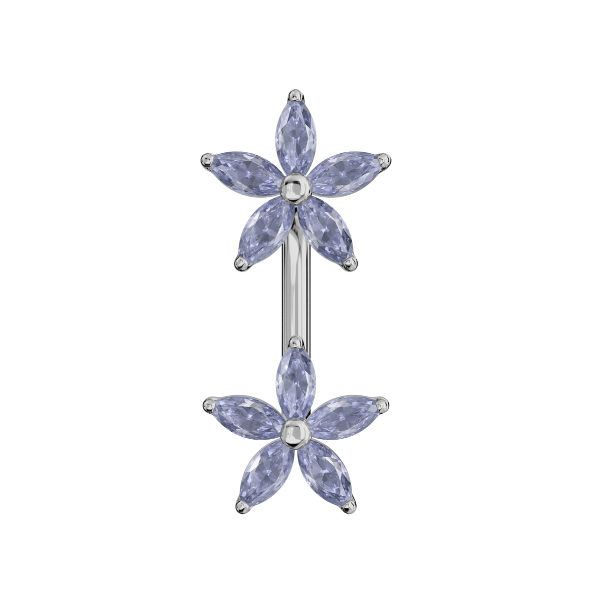 Daisy Duo Twin Daisy Flowers Spinal Belly Button Ring — Monster Piercing