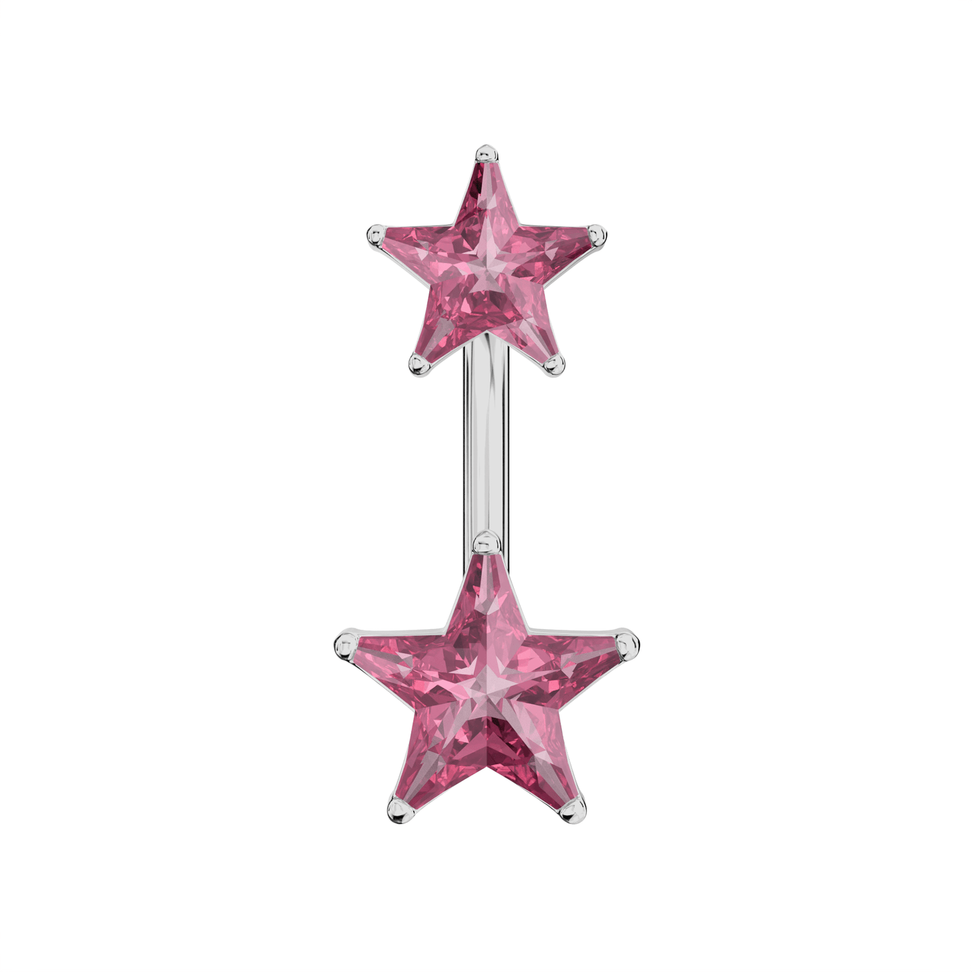 925 Sterling Silver Jewelled Star Studded Spinal Belly Button Ring ...