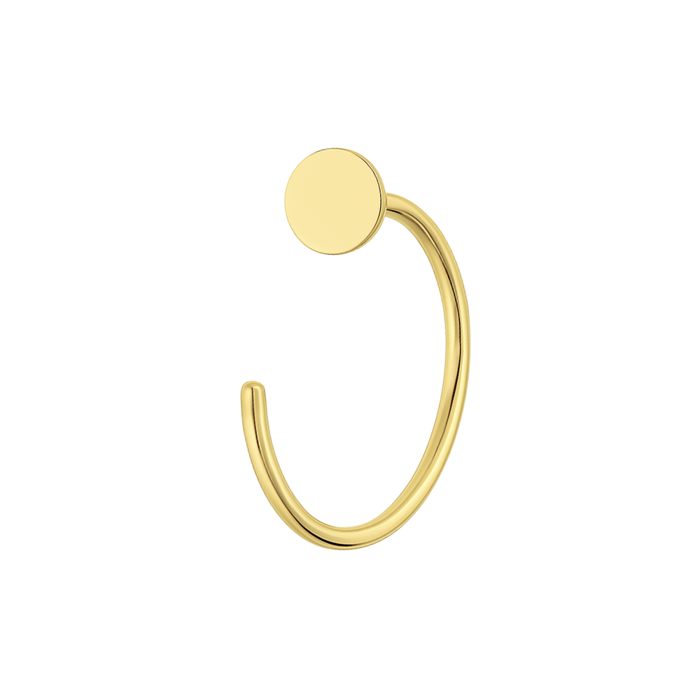 9K Gold Flat Button End Open Hoop Nose Ring — Monster Piercing