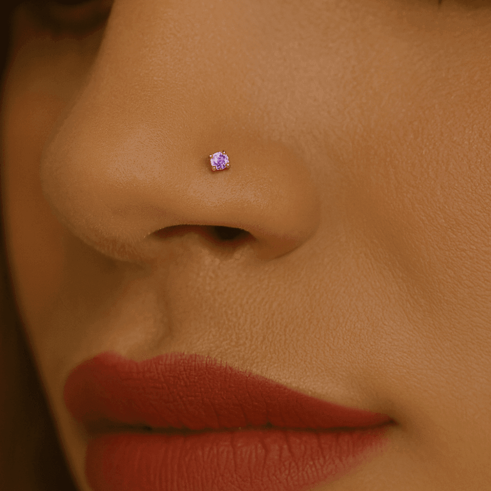 9K Gold L-Bend Crystal Nose Stud | Buy Nose Pins UK — Monster Piercing