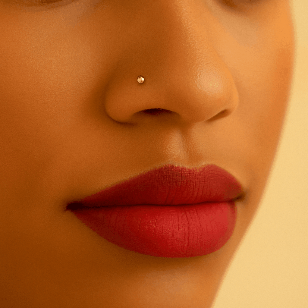 14K Gold Plain Bead Ball Top Nose Screw — Monster Piercing