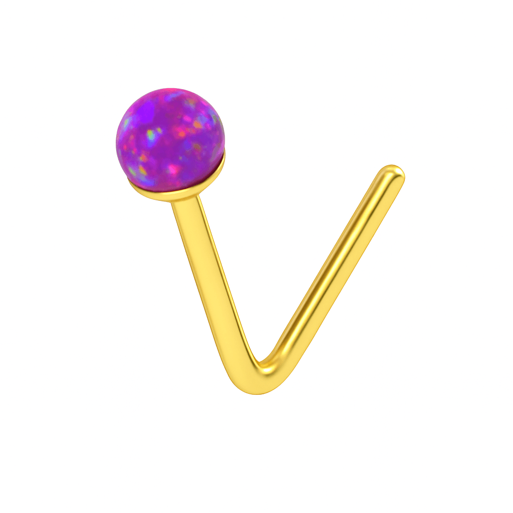 9ct Gold L-Shaped Crystal Nose Stud | Elegant Accessory — Monster Piercing