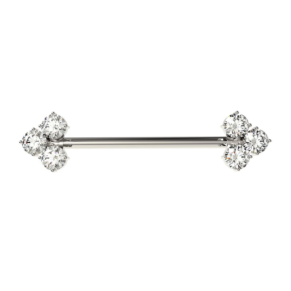 316L Surgical Steel Tri-Jewelled Arrow CZ Nipple Bar