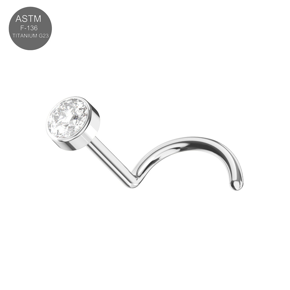 G23 Titanium Round CZ Jewelled Threadless Nose Screw — Monster Piercing