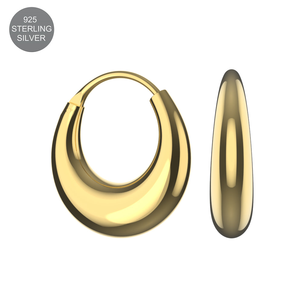 925 Sterling Silver Moon Style Hoop Earrings — Monster Piercing