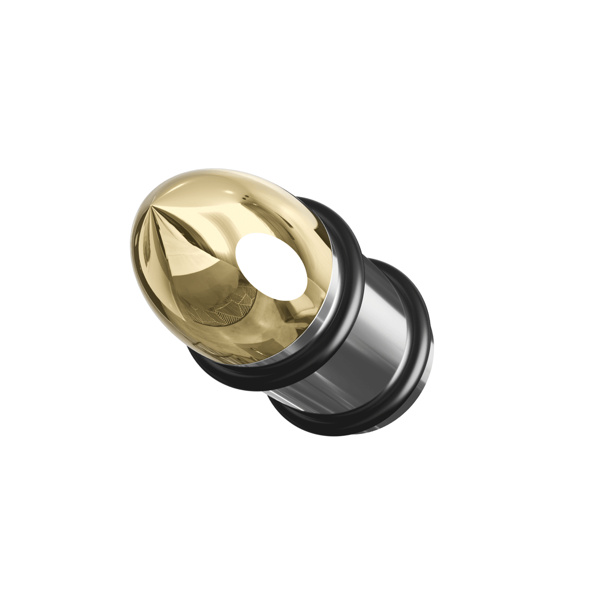 316L Surgical Steel & Gold Top Bullet with O-Rings Internally Threaded ...