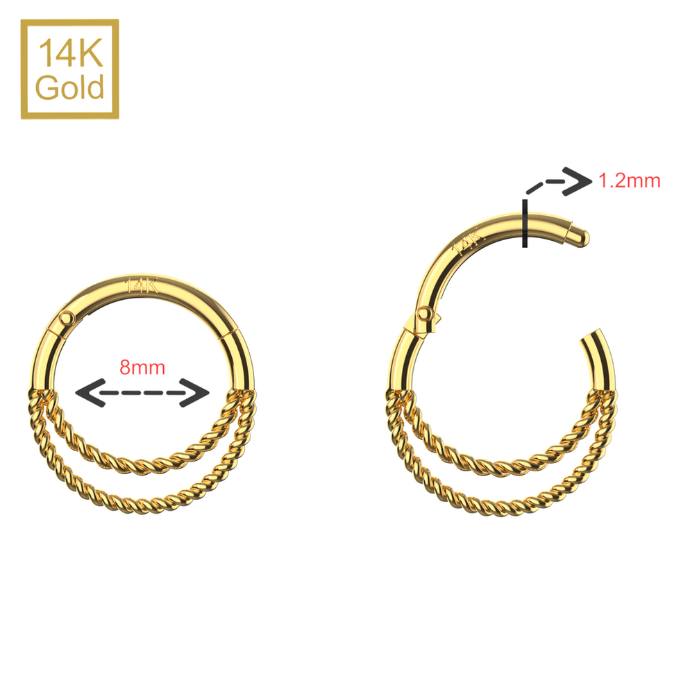 Double Twisted 14K Gold Clicker Ring | Premium Body Jewellery — Monster ...