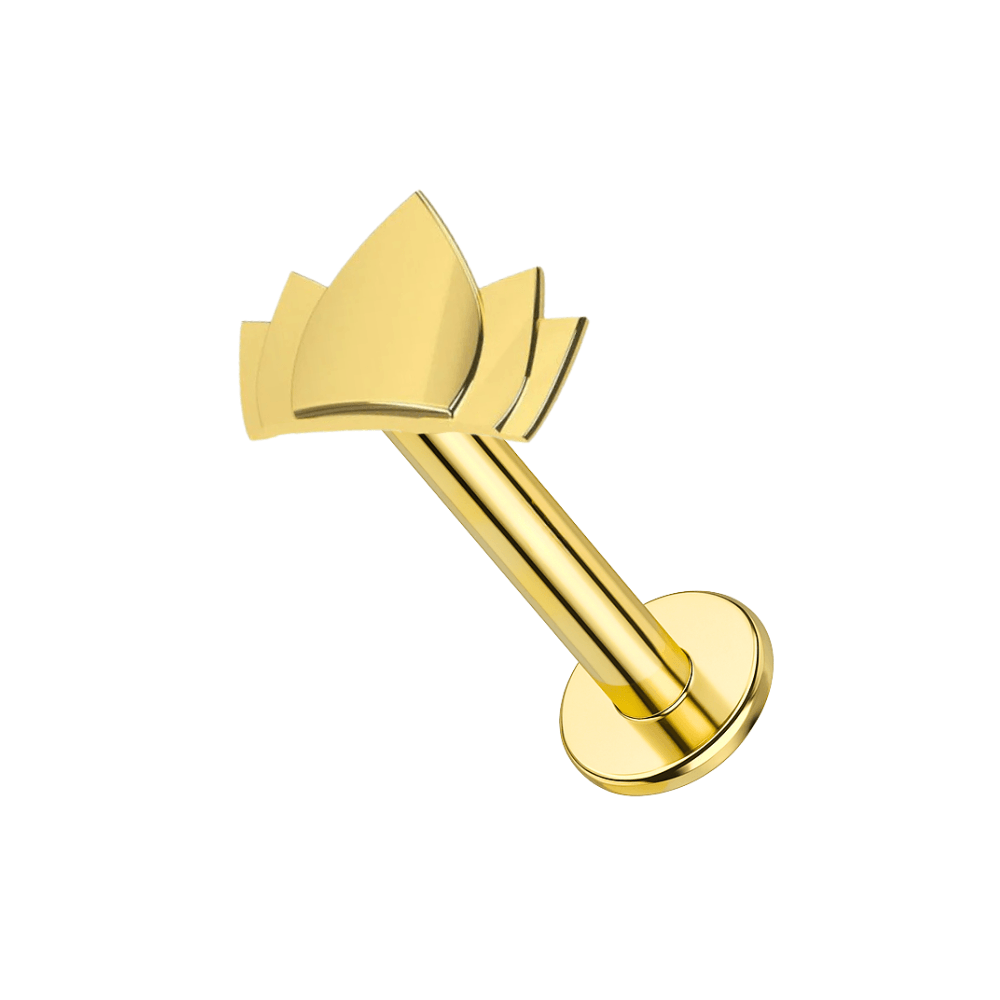14K Gold Lotus Internally Threaded Screw Fit Stud — Monster Piercing