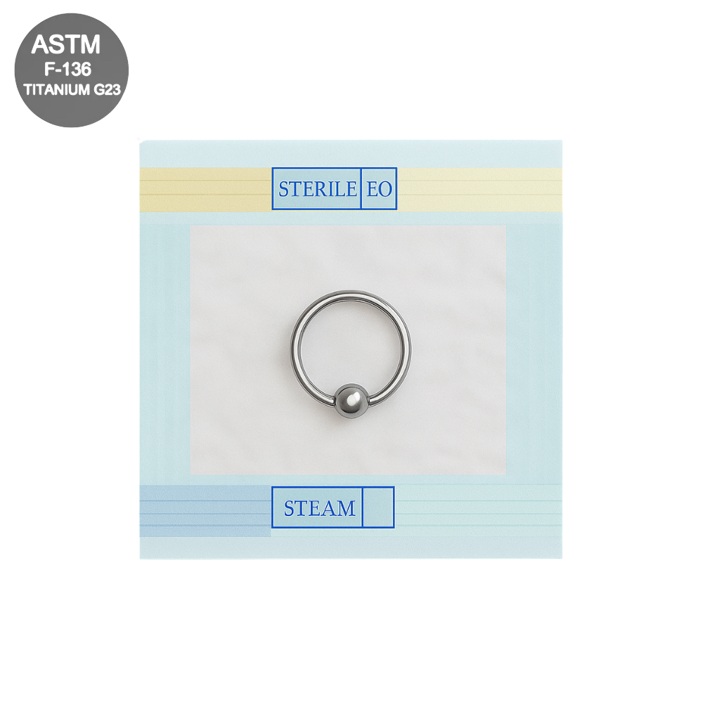 EO Gas Sterilised G23 Titanium Captive Bead Ring