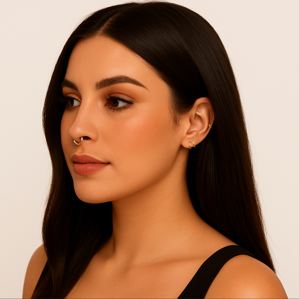 Gold Nose Rings & Studs Jewellery | Hoops, Bones, Screws & L-Bends ...