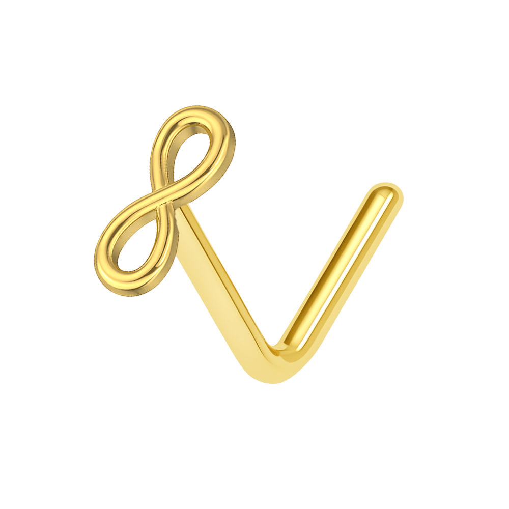 9K Gold L-Shaped Infinity Nose Stud — Monster Piercing