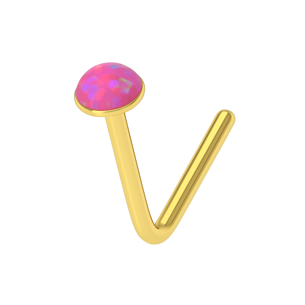 9ct Gold L-Shaped Crystal Nose Stud | Elegant Jewelry