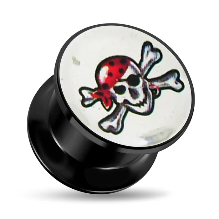 Pirate Crossbone Logo Screw Fit Ear Flesh Tunnel