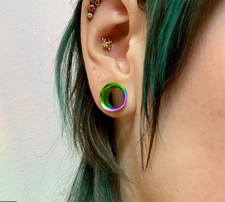 Rainbow Internally Threaded Ear Flesh Tunnel