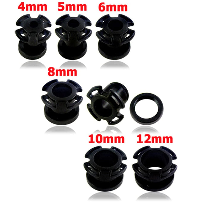 Black UV Ear Flesh Tunnel - Sleek, Bold Piercing Accessory