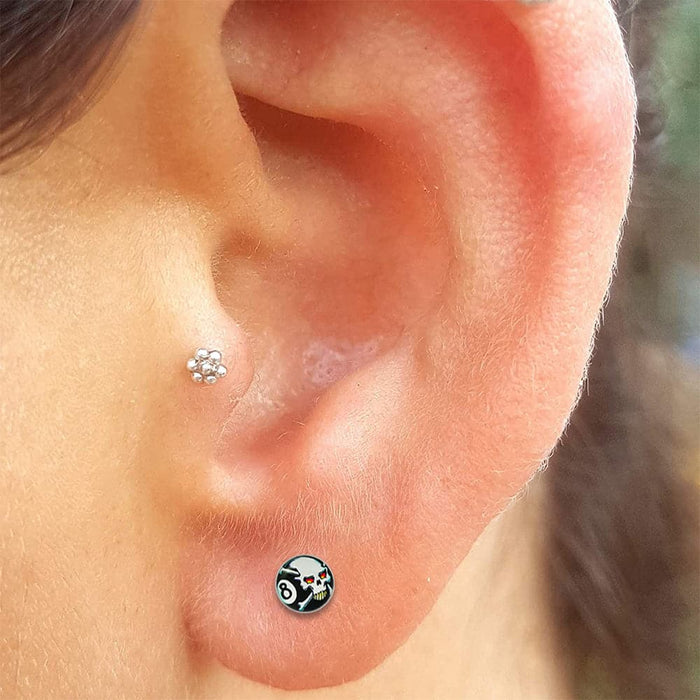 Internally threaded Skull Logo Ear Flesh Tunnel