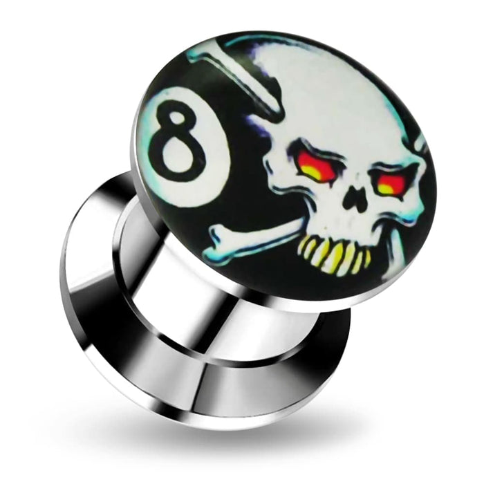 Internally threaded Skull Logo Ear Flesh Tunnel