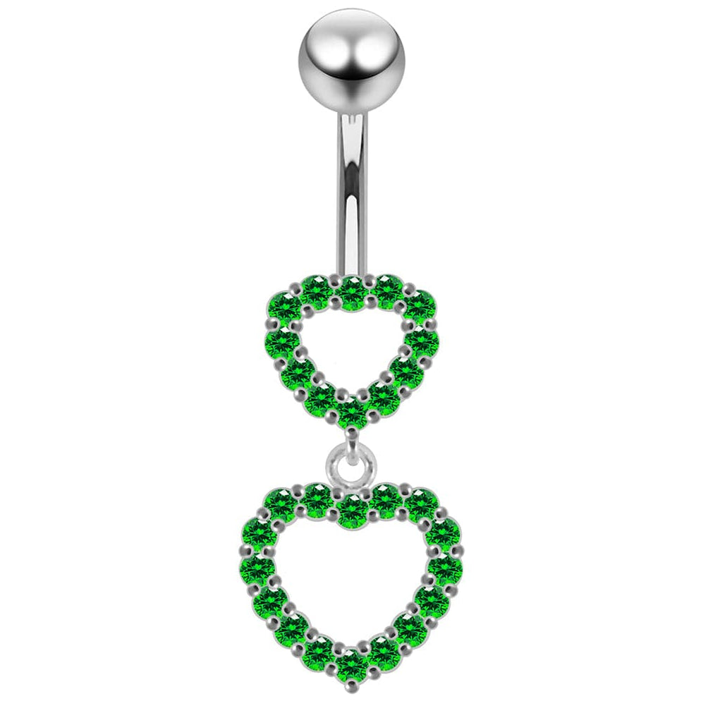Dual Hearts Dangle Belly Ring - Romantic Navel Jewelry — Monster Piercing