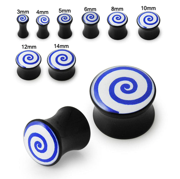 UV Blue Swirl Double Flared Ear Plug