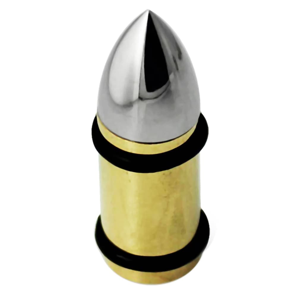 316L Surgical Steel & Gold Bullet with O-Rings Internally Threaded Tun ...