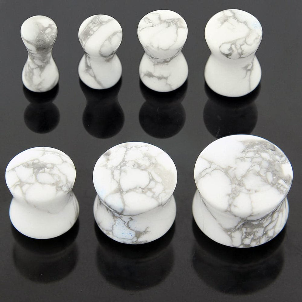 Synthetic Howlite Stone Saddle Ear Plug for Gauged Piercings