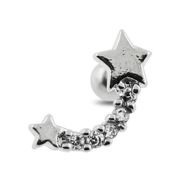 316L Surgical Steel Star with Jewelled Tail Cartilage Ear Stud ...